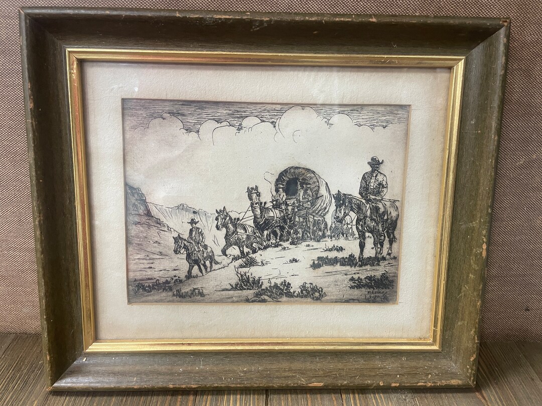 Max Bush Cole Art, Marshall Texas Artist, Pencil Etching, Stagecoach ...