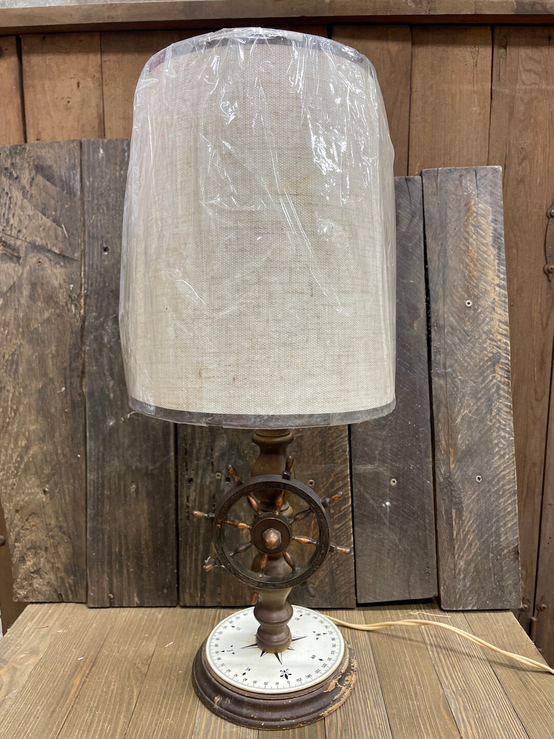 Nautical Lamp, Vintage Ship Wheel Light, Coastal Style Lighting, Beach ...