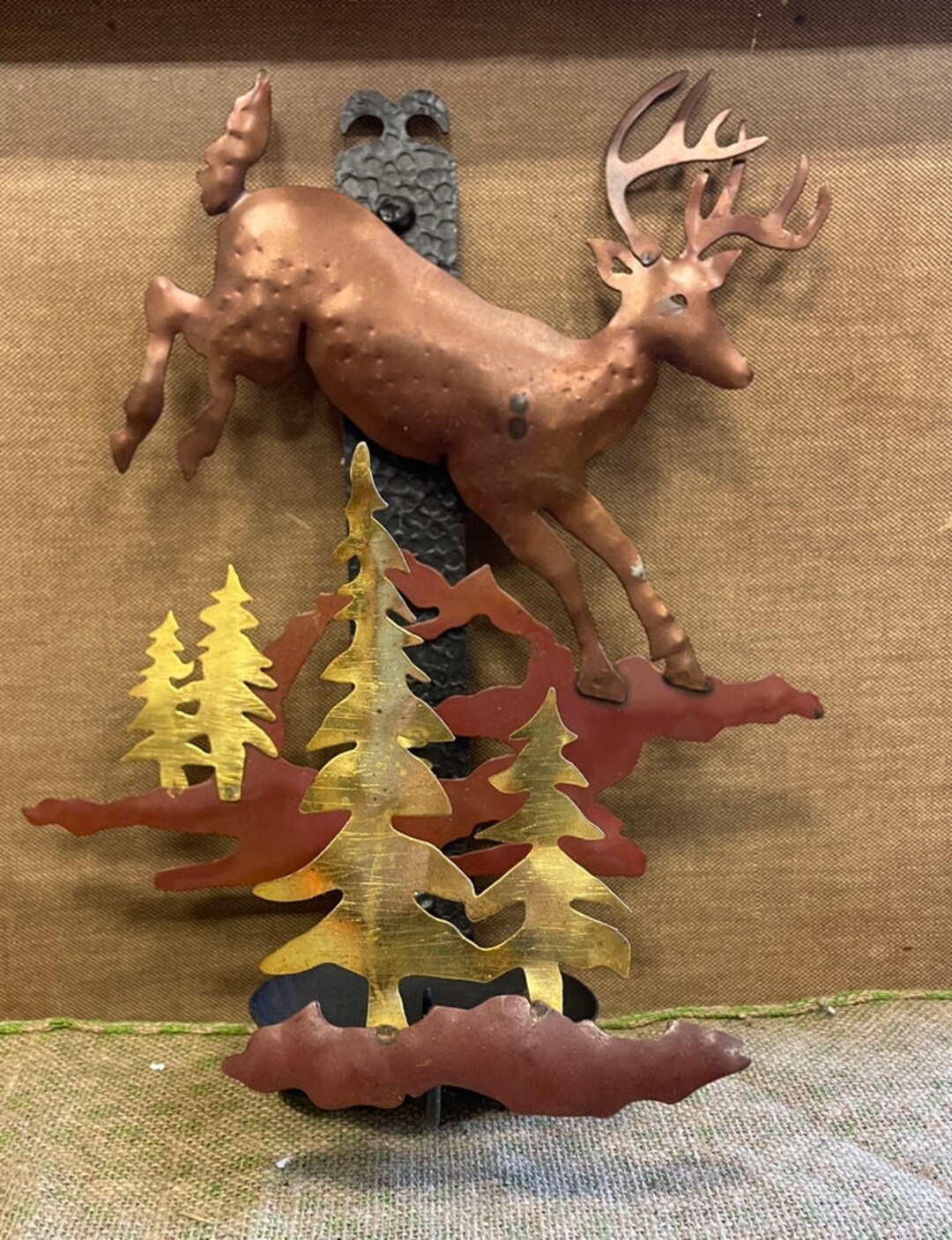 Metal and Wood Rustic Home Decor,deer Display, Cabin,candle Holder,wall ...