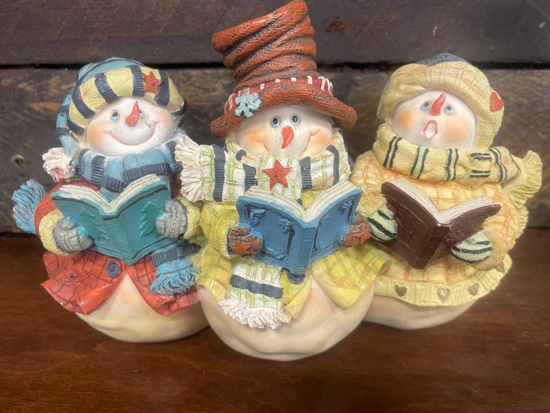 Vintage Caroling Snowmen Figurine, Christmas Snowman Decor, Collectible ...