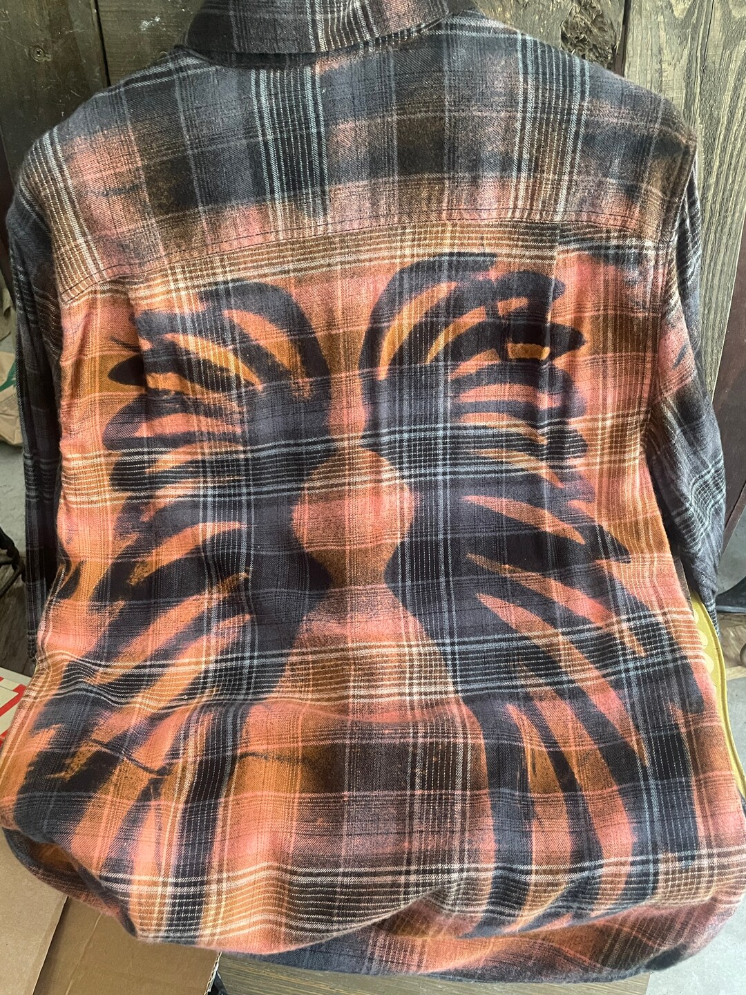 Custom Bleached Flannel, Angel Wings, Motorcycle Shirt, Festival Wear ...