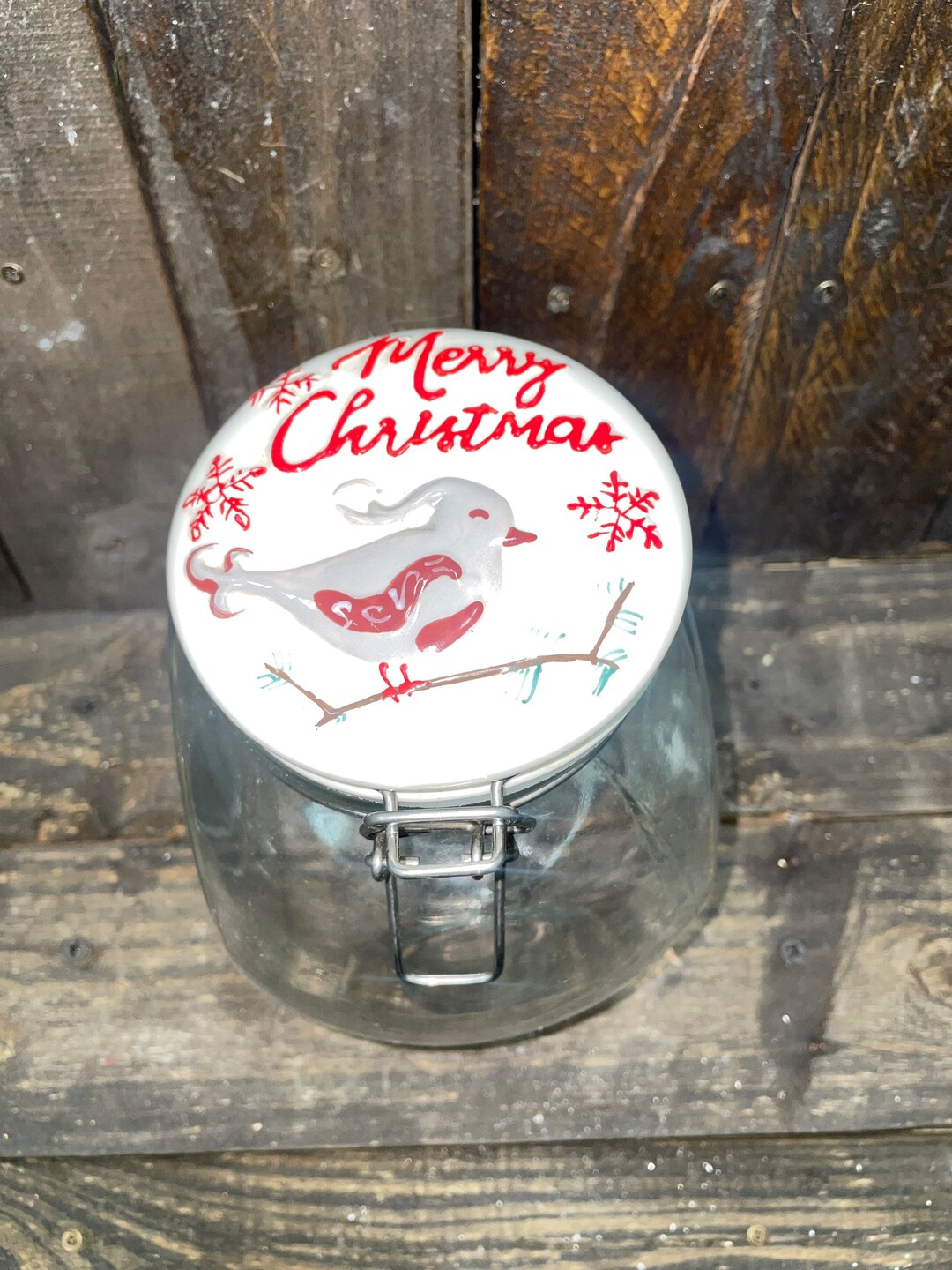 Christmas Cookie Jar, Merry Christmas Glass Jar, Counter Top Glass ...
