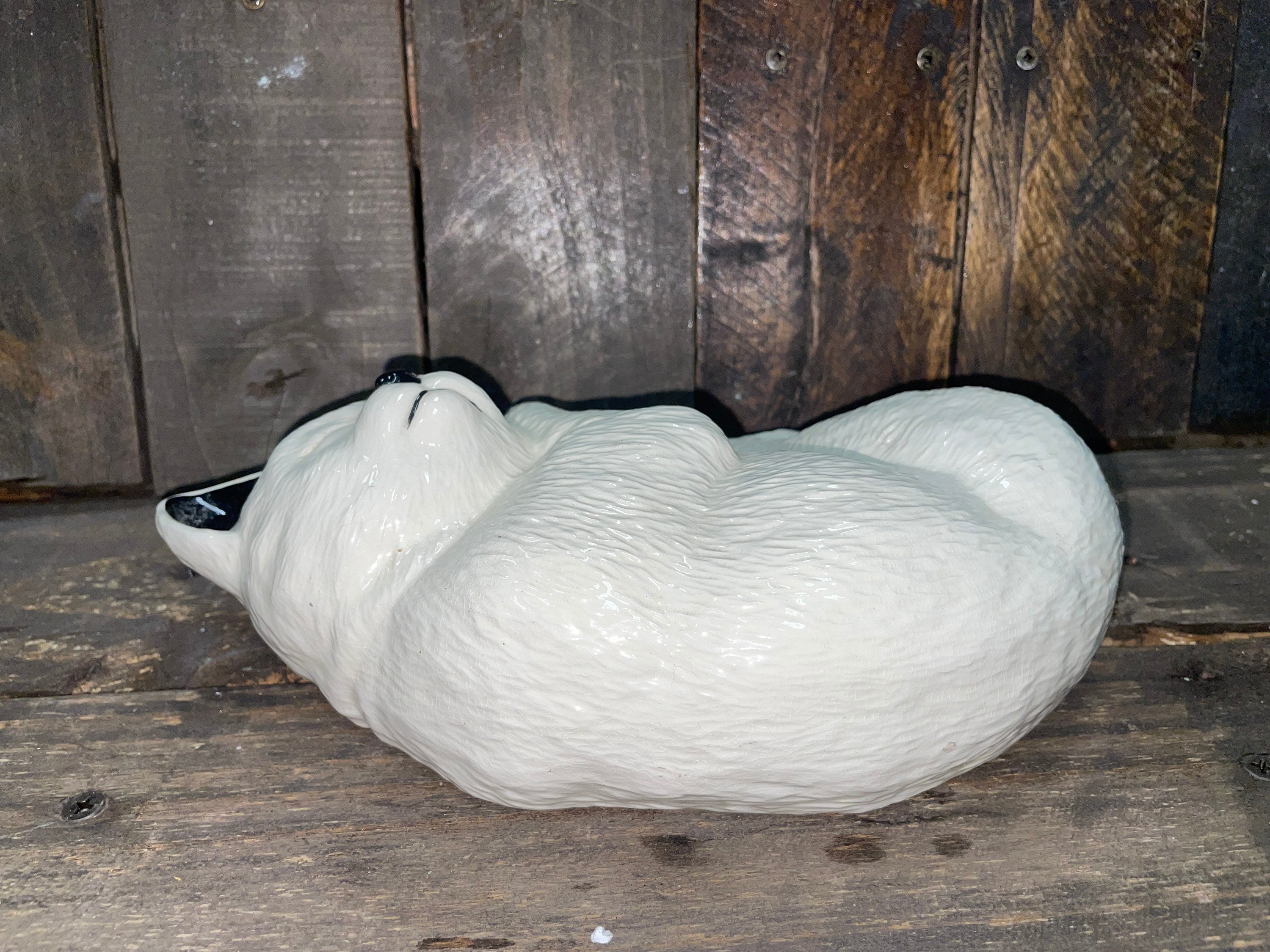 Vintage Ceramic Cat Napping Cat Statue Black and White Cat - Etsy