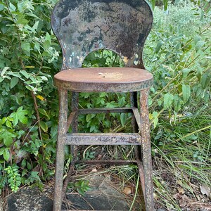 Vintage Distressed Stool, Antique Metal Chair, High Chair, Farmhouse ...