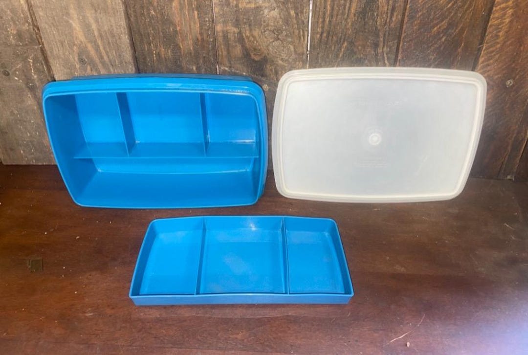 Vintage Tupperware Craft Storage Container, Tuppercraft Blue Box ...