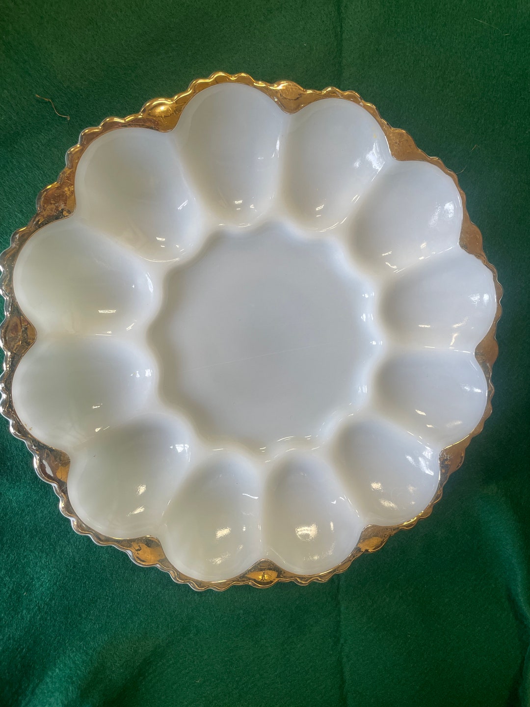 Vintage Egg Platter, Milk Glass Tray, Serving Tray, Fire King, Serving ...