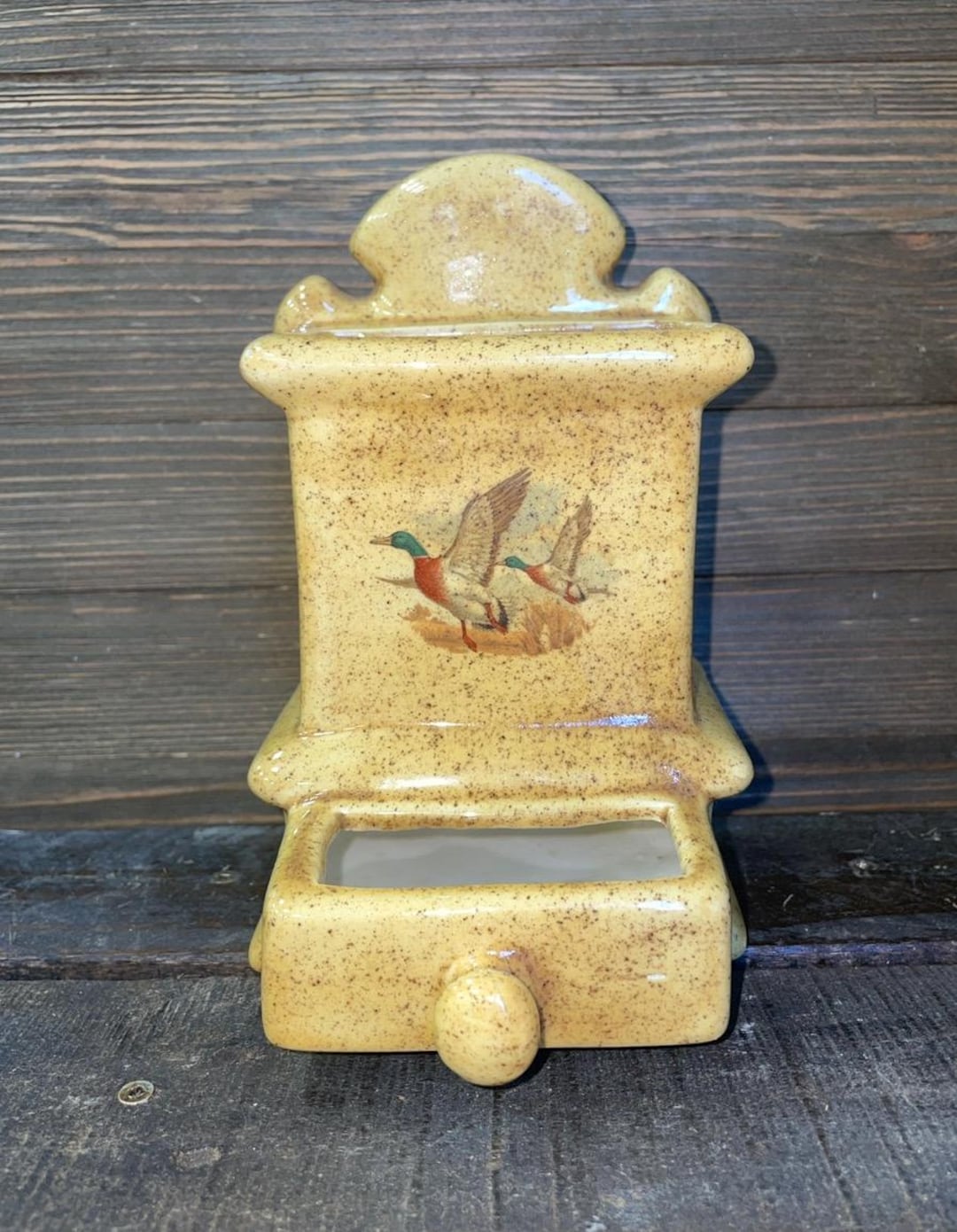 Vintage Ceramic Match Box Holder, Yellow Kitchen Decor, Duck Lover Gift ...
