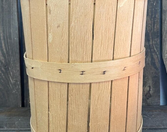 Cylinder Wood Farm Basket, Handmade Bushel Style Basket, Farmhouse ...