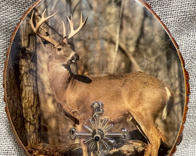 Vintage Deer Clock, Lacquered Wood Clock, Whitetail Deer Home Decor ...