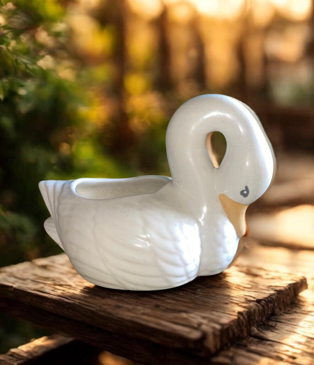 Vintage Ceramic Swan Planter: Farmhouse Centerpiece, Rustic Decor - Etsy