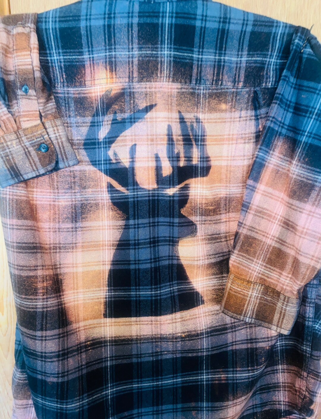 Bleached Flannel With Deer Head,big Buck Shirt,flannel, Hunting Button ...