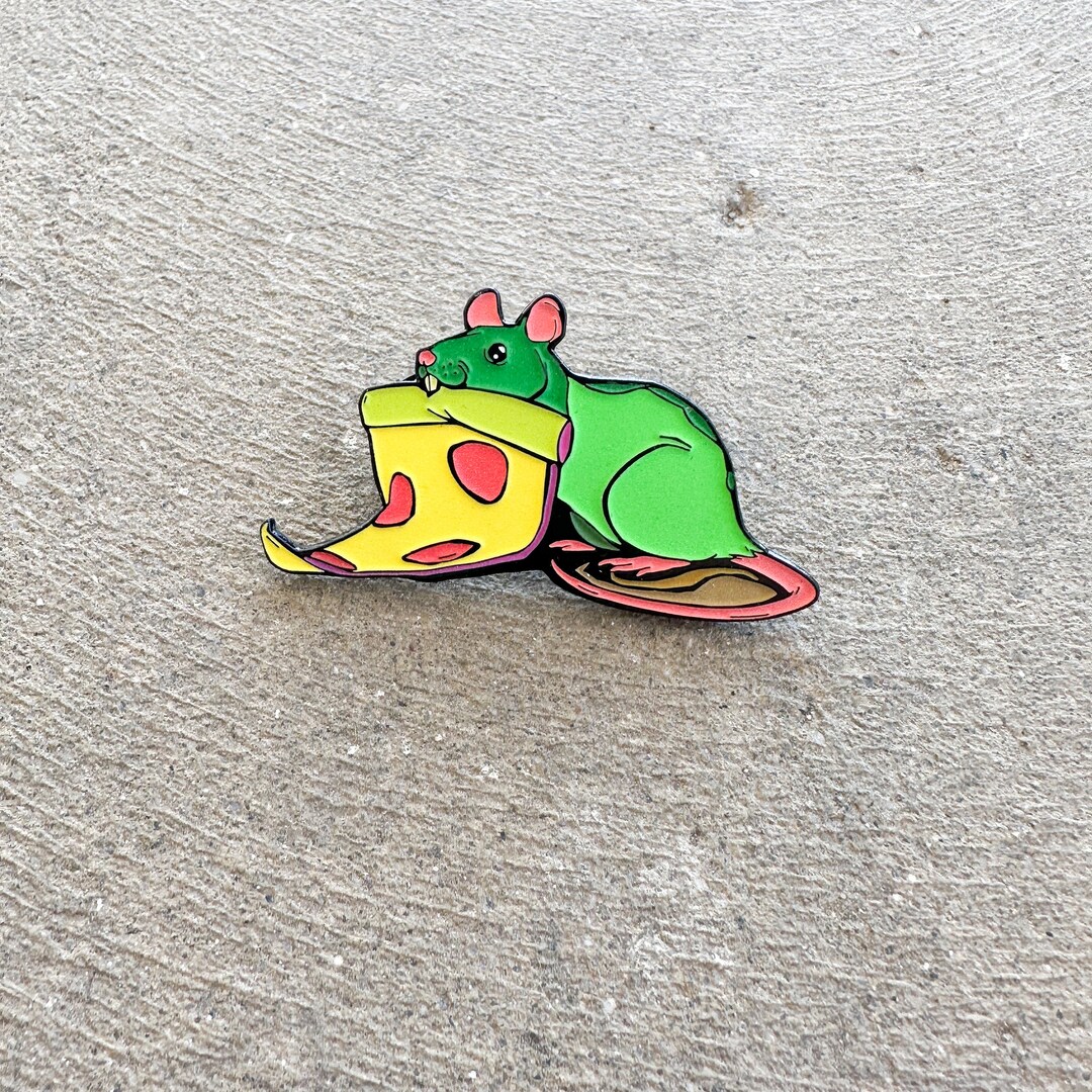 Radioactive Pizza Rat Glow in the Dark GID Two Inch Enamel Pin - Etsy