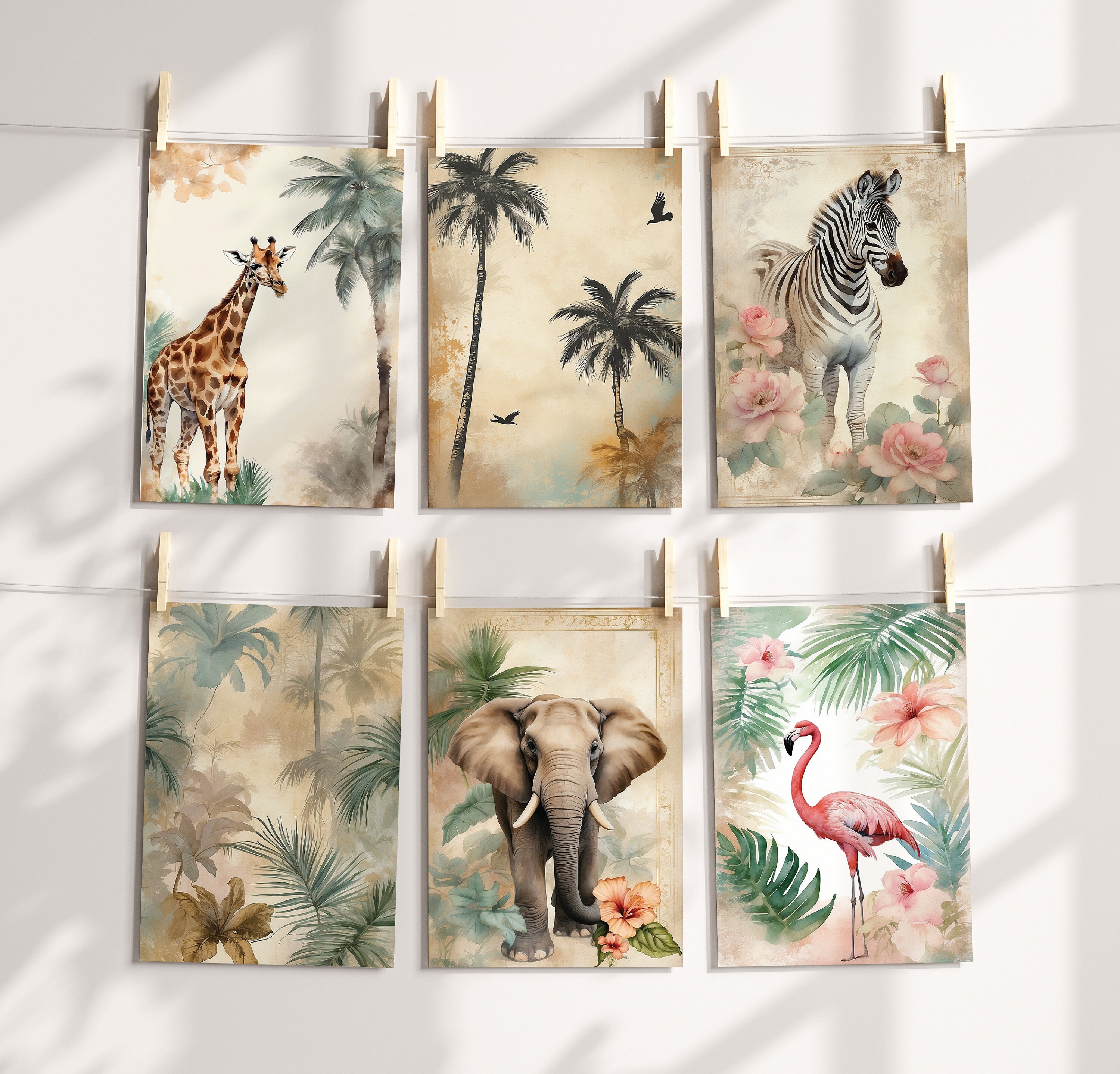 Vintage Jungle Printable Papers,junk Journal Kit,scrapbook,art Collage ...