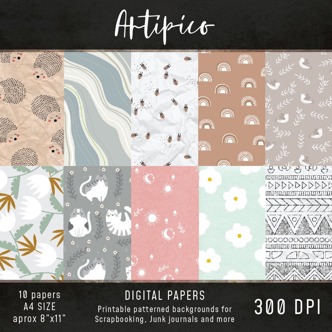Scrapbook Paper,mix of Different Style Patterned Digital Papers ...