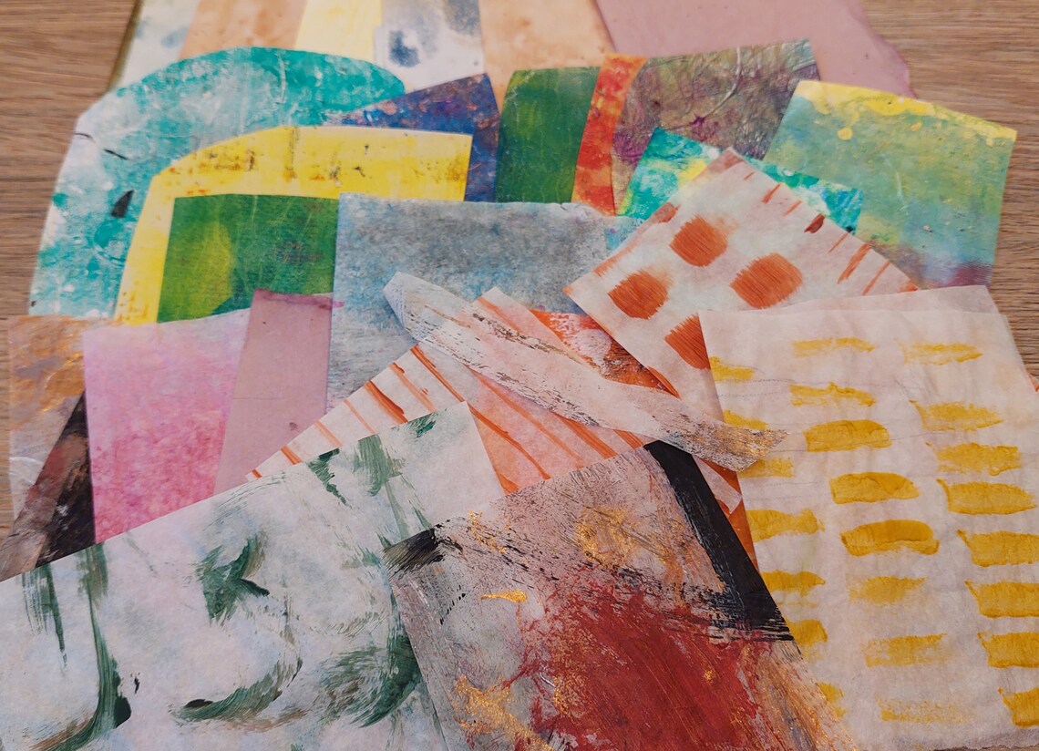 Artistic Collage Paper Mix, Hand Painted and Tea/coffee Dyed Paper ...