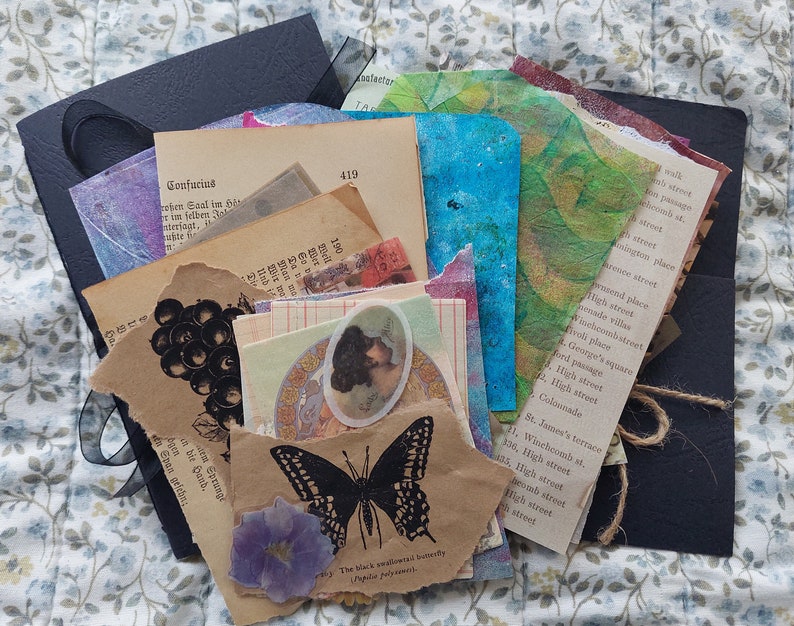 Art Journal Starter Kit, Cute Mini Junk Journal Kit, Collage and Mixed ...