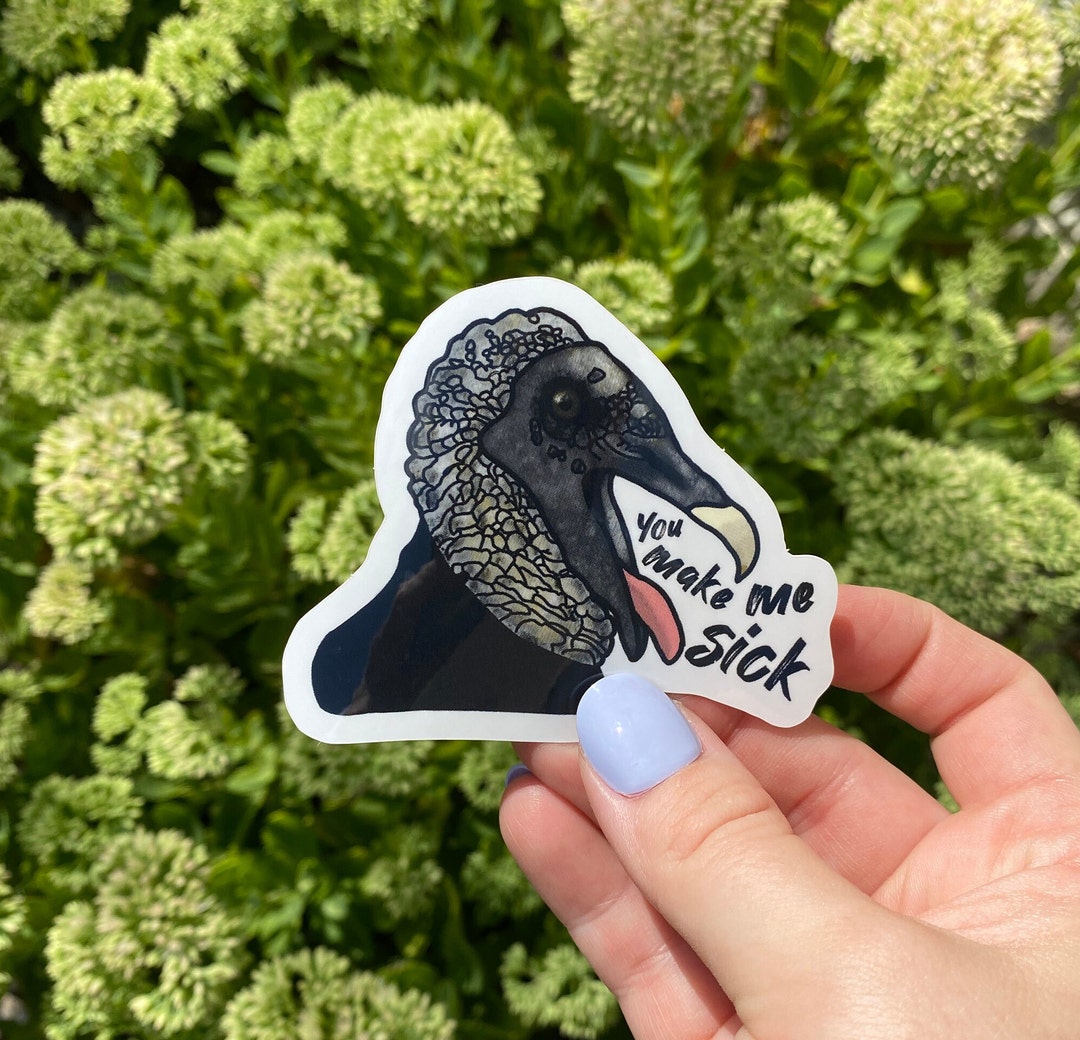 Black Vulture Vinyl Sticker, Funny Animal Decal, Water Bottle Sticker ...