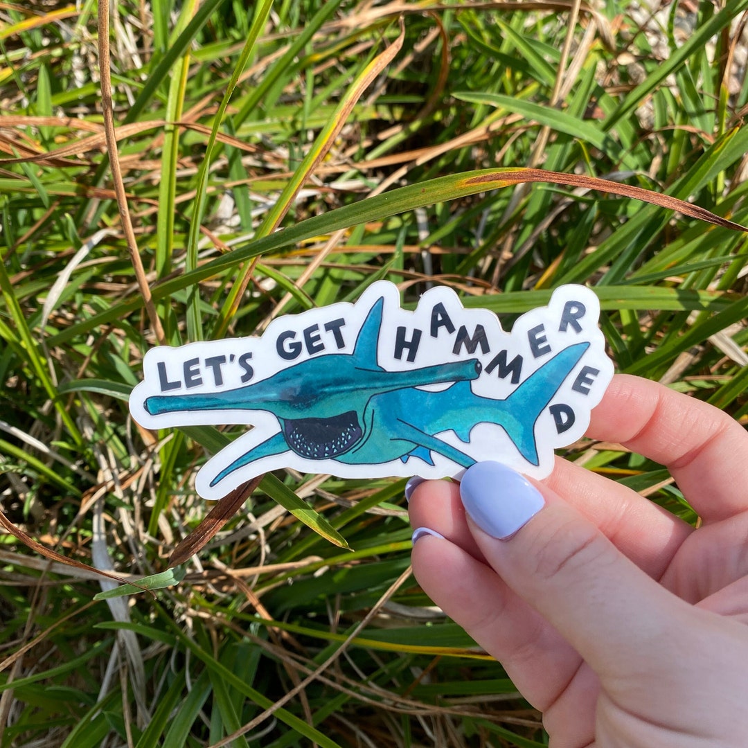 Funny Hammerhead Shark Sticker, Ocean Vinyl Decal, Water Bottle Sticker ...