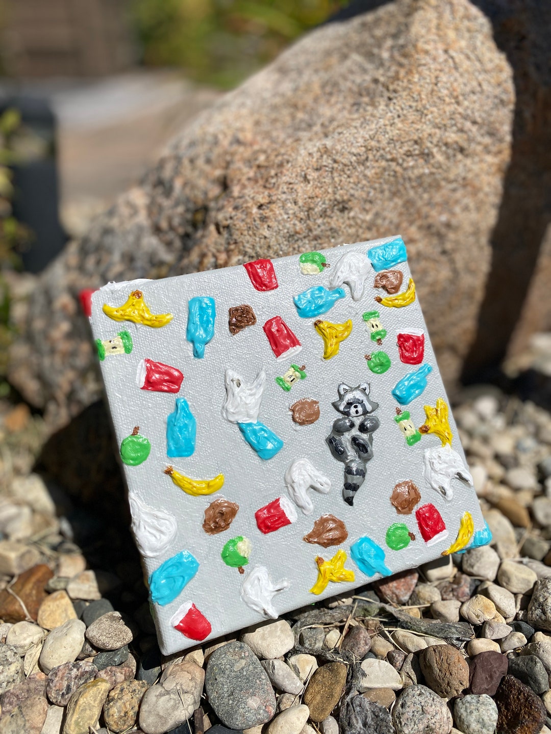 Raccoon Trash Panda Art, Acrylic Painting, 3D Wall Decor, Animal Lover ...