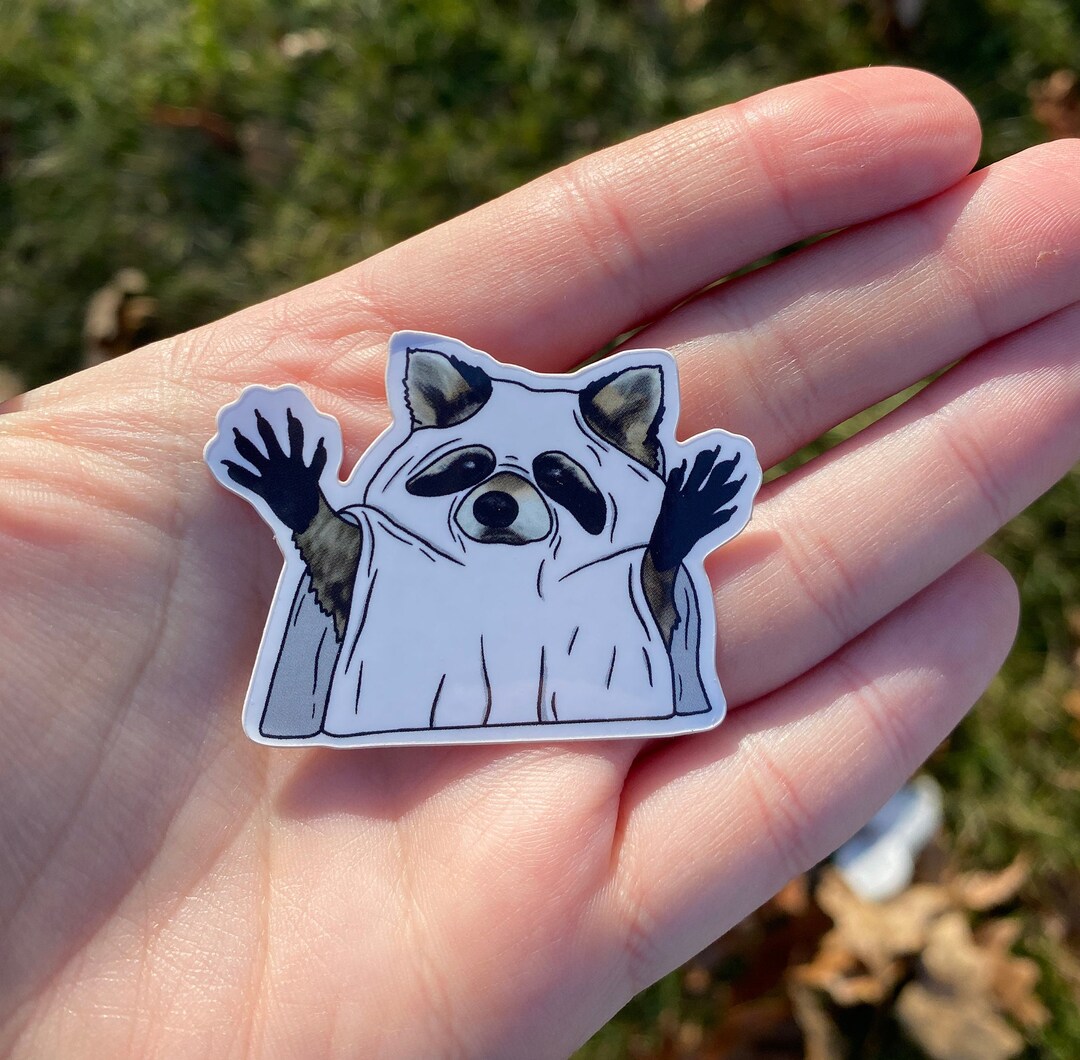 MINI STICKER! Ghost Raccoon Sticker, Halloween Spooky Vinyl, Cute Car ...