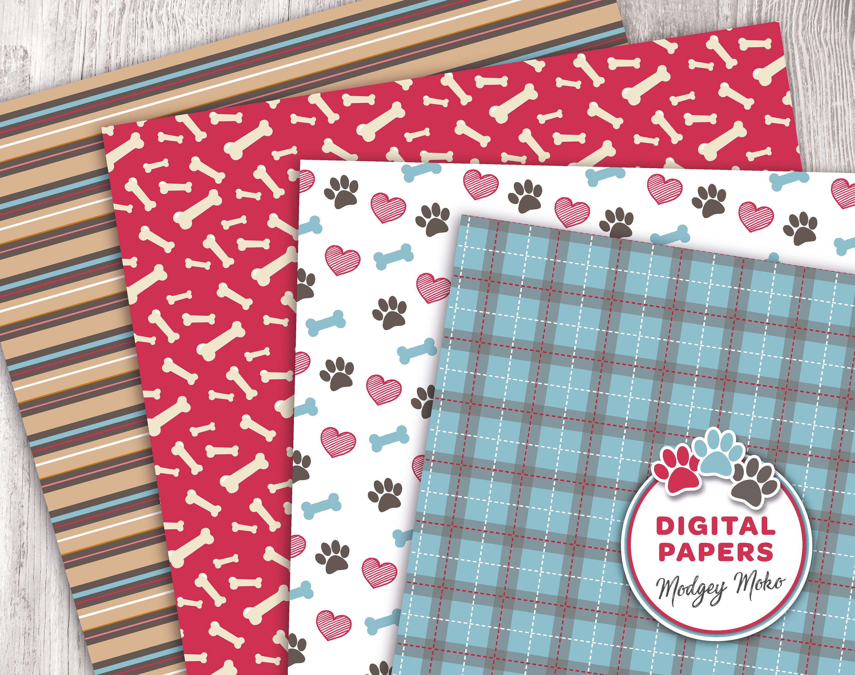Puppy Dog Printable Papers Dog Digital Papers Cute Pug Dog - Etsy Canada