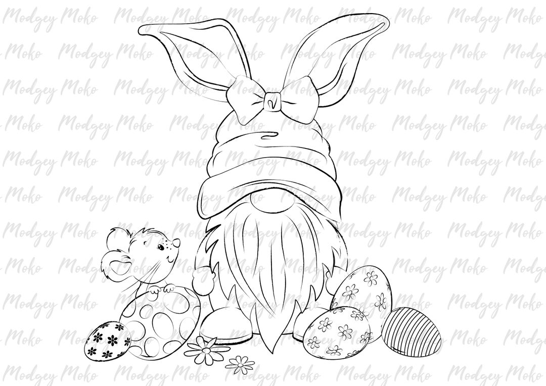 Cute Easter Gnome Digi Stamp, Digital Stamps, Card Making, Scrap ...