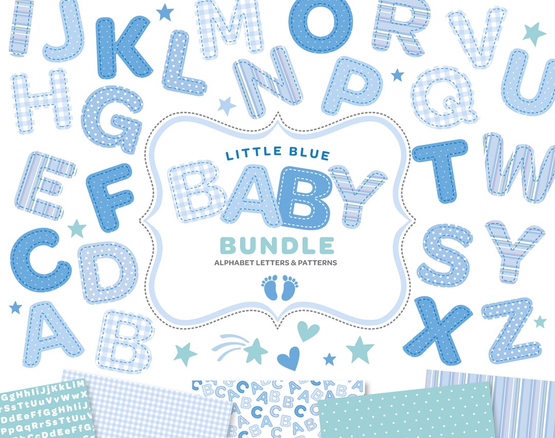 Blue Alphabet CLIPART PNG. Blue ABC Baby Patterns. - Etsy