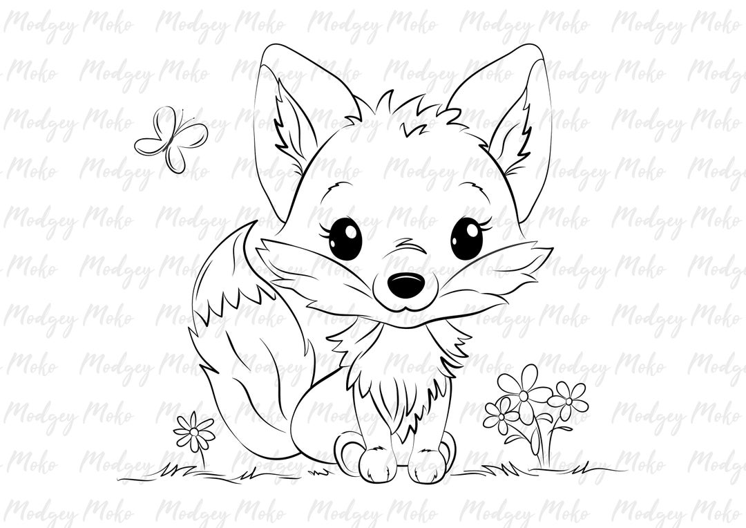 Cute Fox Digi Stamp, Digital Stamps, Card Making, Scrap Booking, JPEG ...