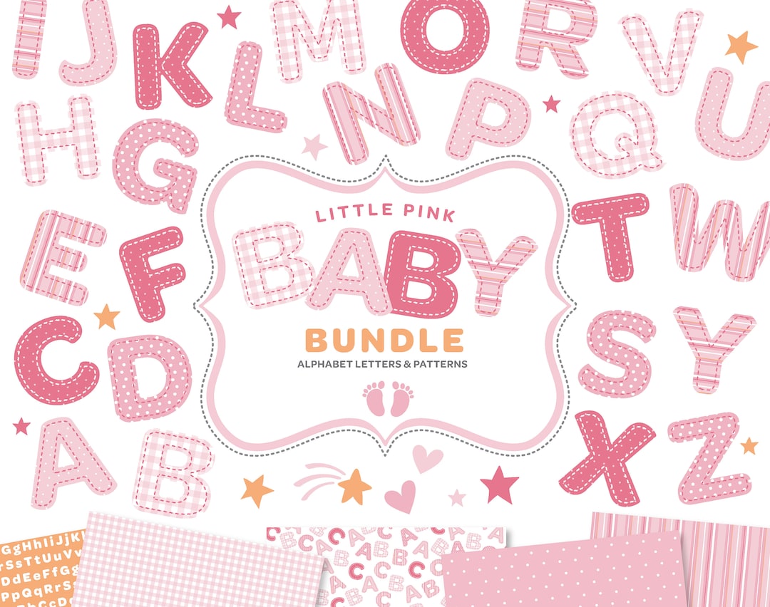 Pink Alphabet CLIPART PNG. Pink ABC Baby Patterns. - Etsy