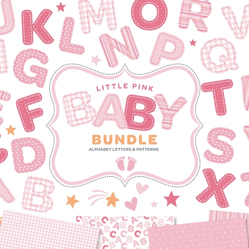 Pink Alphabet CLIPART PNG. Pink ABC Baby Patterns. - Etsy