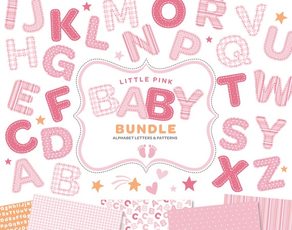 Pink Alphabet CLIPART PNG. Pink ABC Baby Patterns. | Etsy