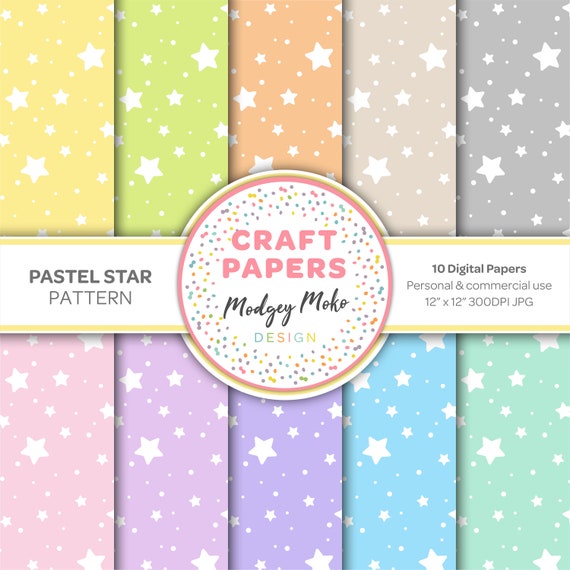 Colourful Digital Printable Paper Star Patterns pink blue | Etsy