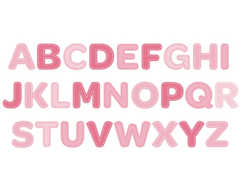 Pink Alphabet CLIPART PNG. Pink ABC Baby Patterns. | Etsy