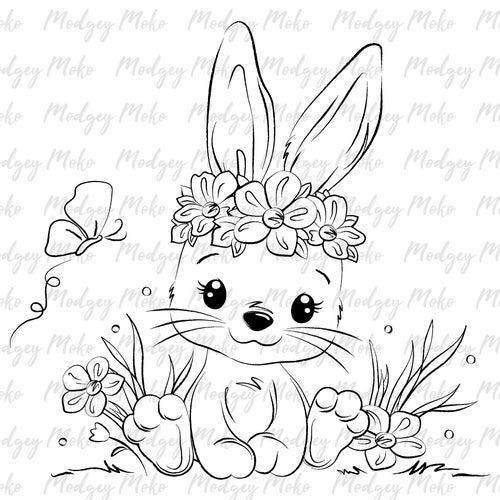 Make a Wish Bunny Digital Stamp Card Making Digi Stamp - Etsy