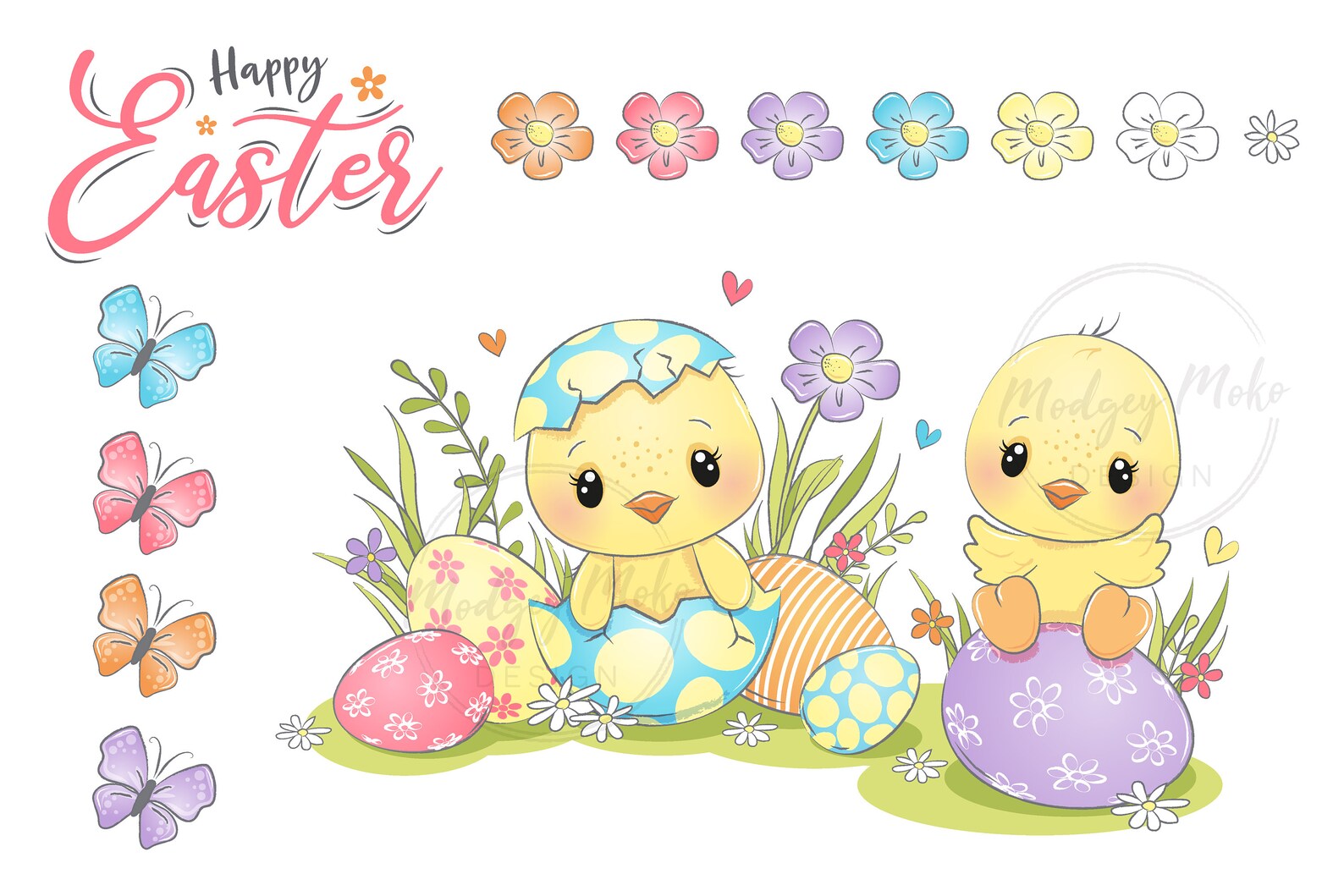 Easter Chicks Clipart PNG, Digital Paper Scene (digital Download) - Etsy
