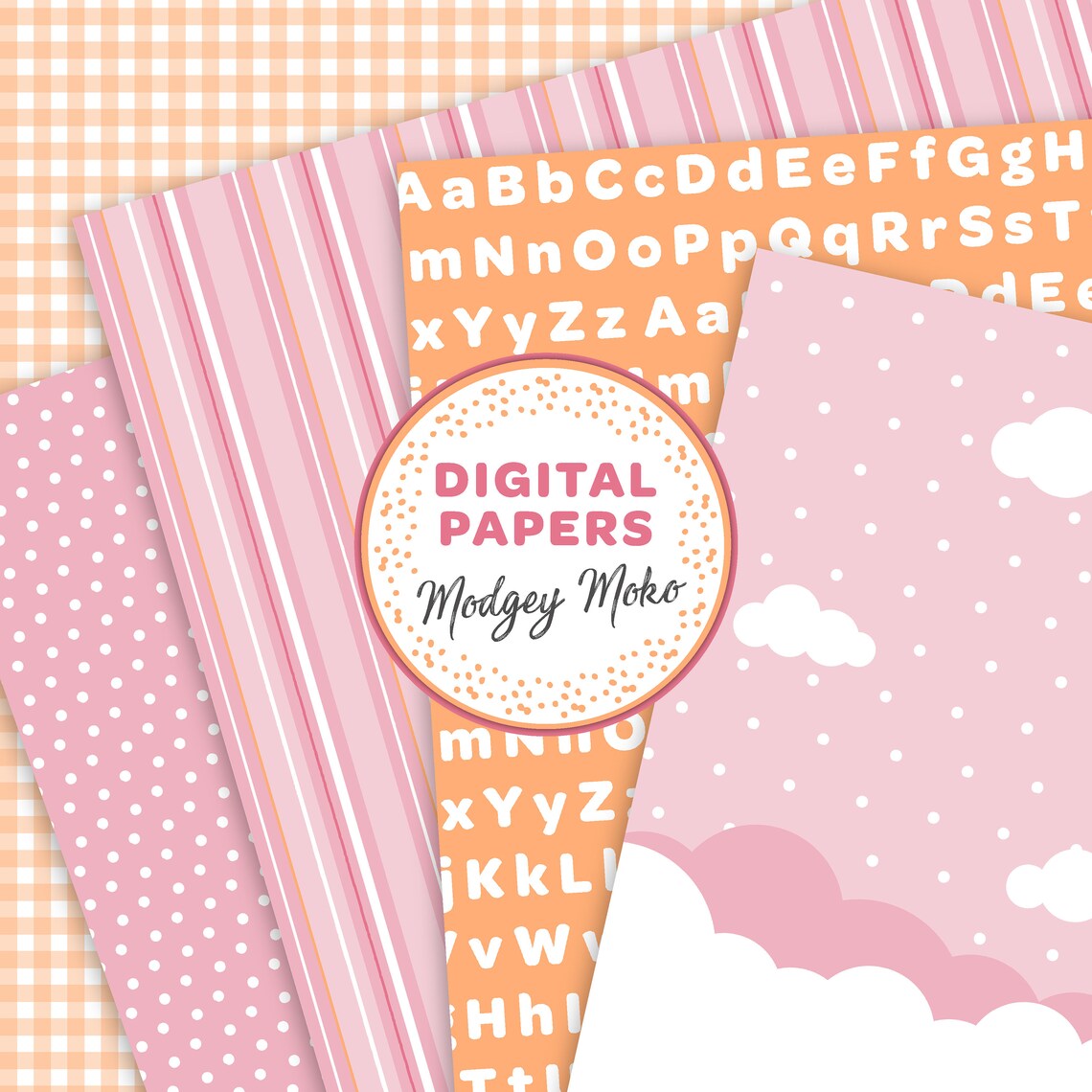 Pink Alphabet CLIPART PNG. Pink ABC Baby Patterns. | Etsy