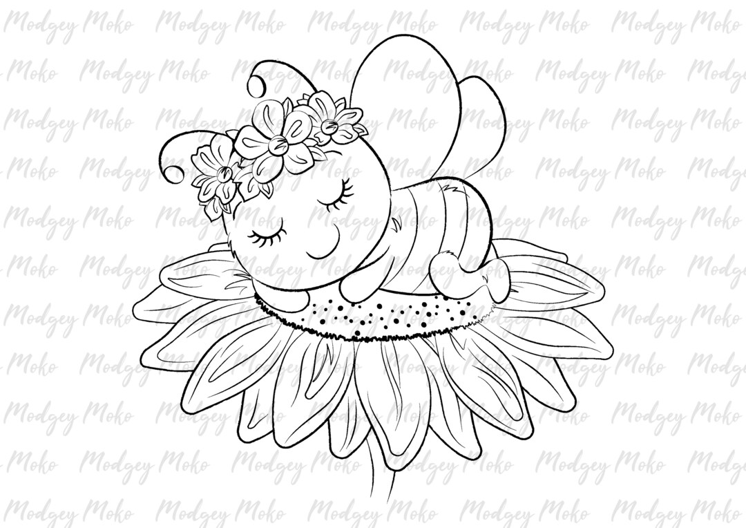 Cute Sleeping Baby Bee Digi Stamp, Digital Stamps, Card Making, Scrap ...