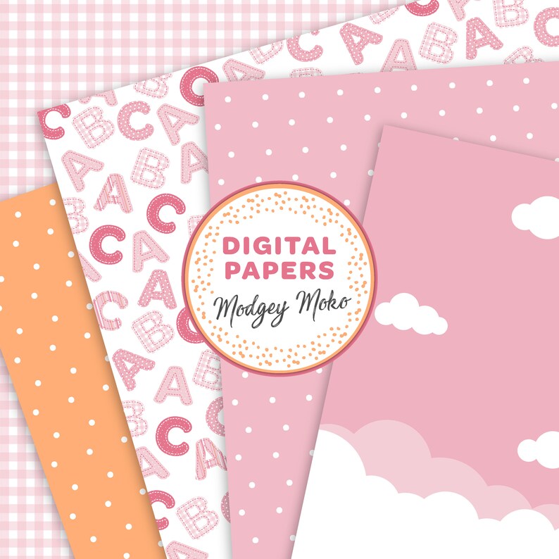 Pink Alphabet CLIPART PNG. Pink ABC Baby Patterns. | Etsy