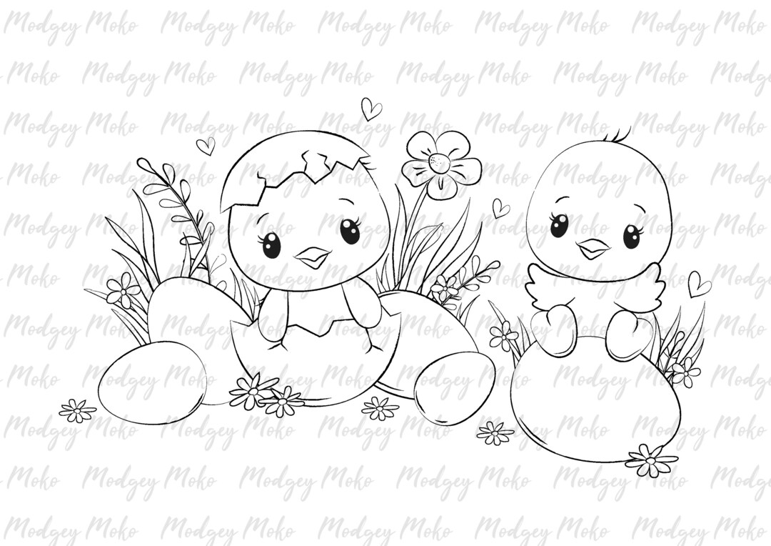 Easter Chicks Digi Stamp, Digital Stamps, Card Making, Scrap Booking ...