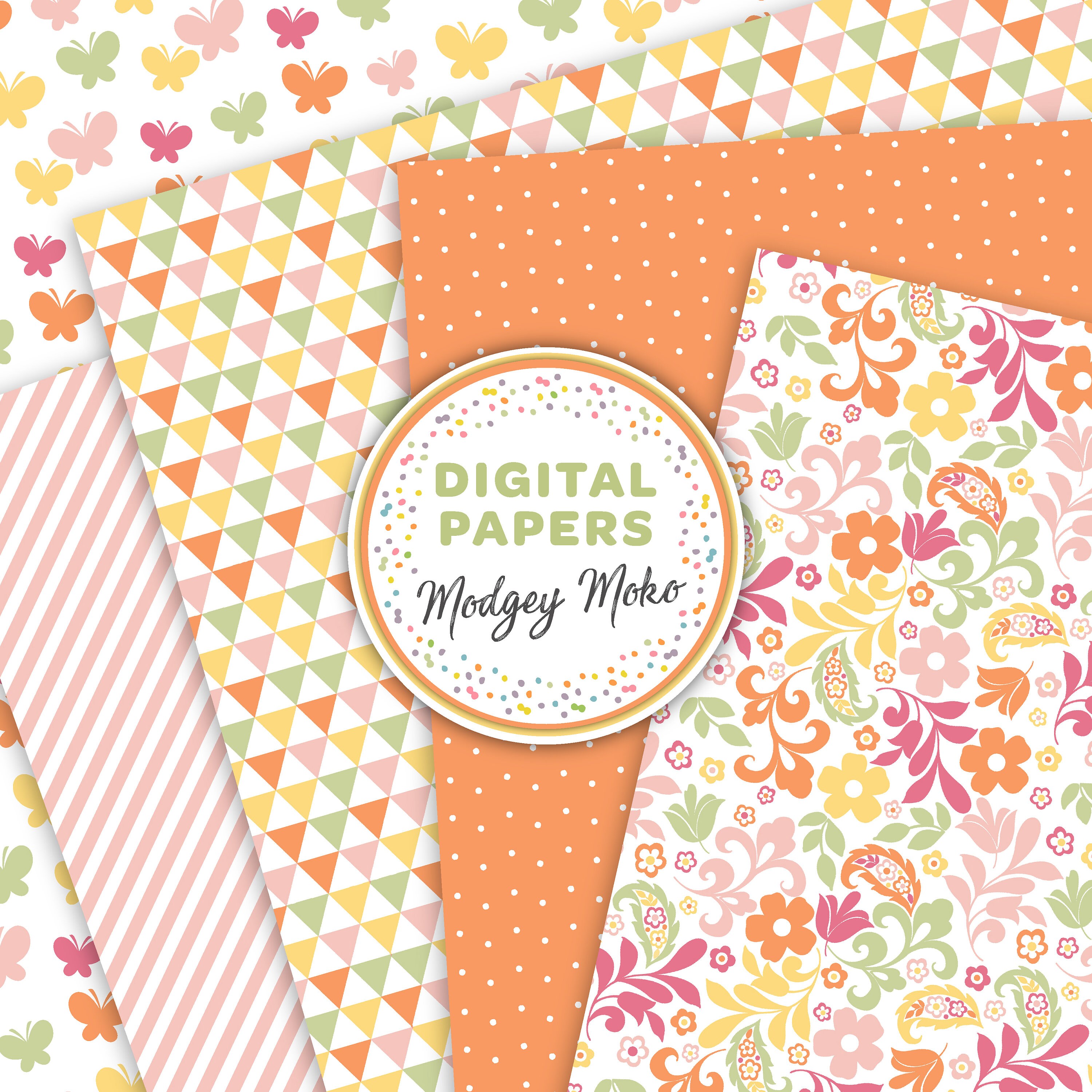Spring Into Summer Digital Printable Papers, Includes Colourful ...