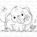 Cute Baby Elephant Digi Stamp, Digital Stamps, Card Making, Scrap ...