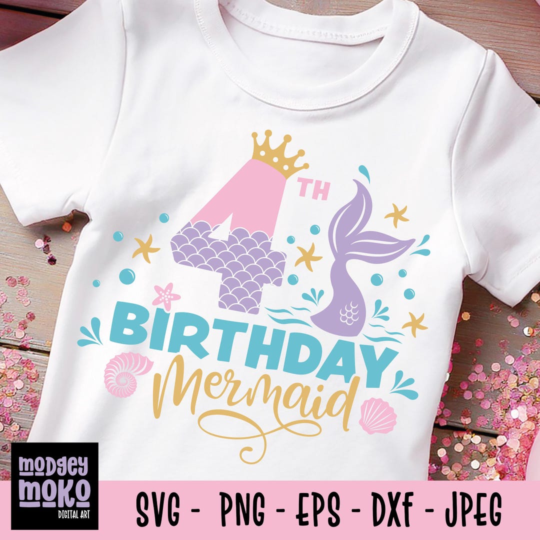 Mermaid 4th Birthday SVG: Girl Birthday Numbers (digital Download) - Etsy
