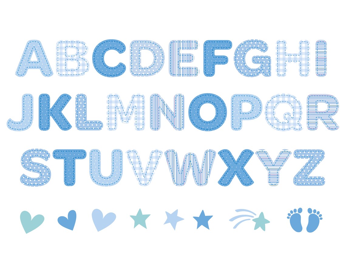 Blue Alphabet CLIPART PNG. Blue ABC Baby Patterns. - Etsy Australia