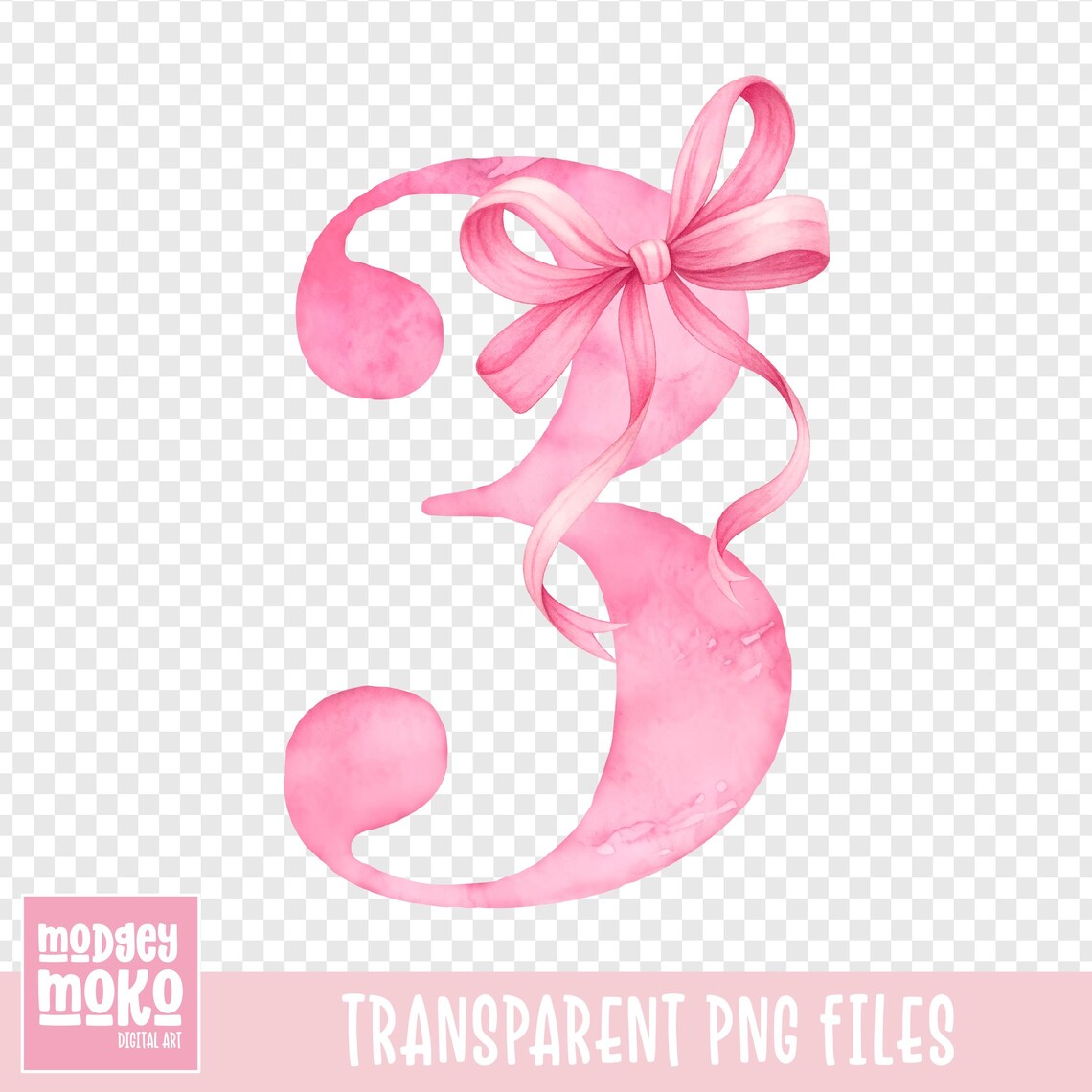 Pink Bow Girls Numbers 0-9 PNG, Bundle Sublimation Designs, Watercolor ...
