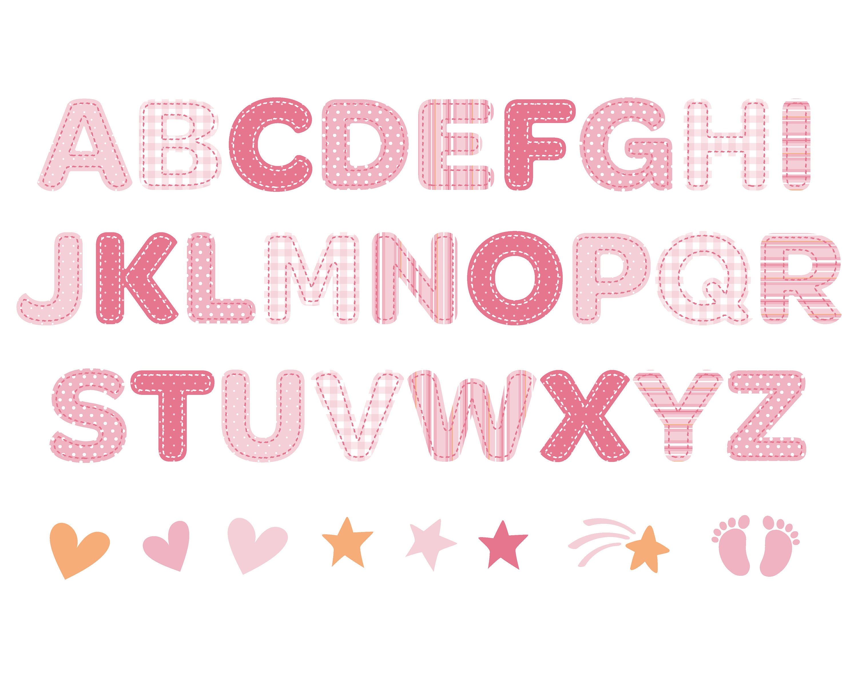 Pink Alphabet CLIPART PNG. Pink ABC Baby Patterns. - Etsy