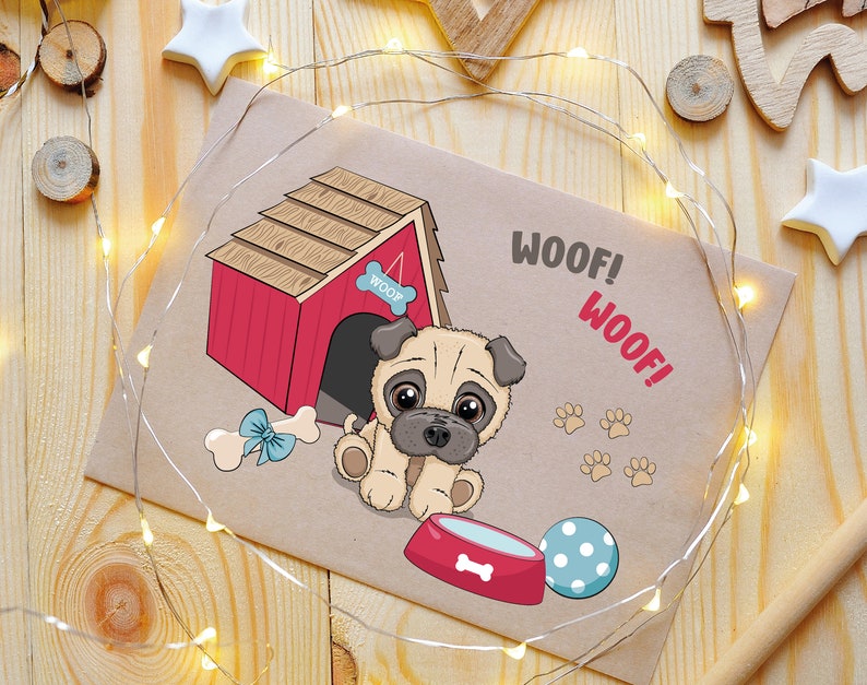 Pug Digital Download. Cute Dog CLIP ART Features Assorted Handrawn Dogs ...