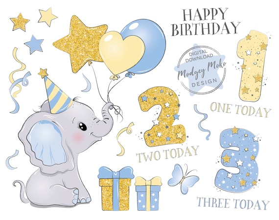 Cute Elephant Clipart Birthday