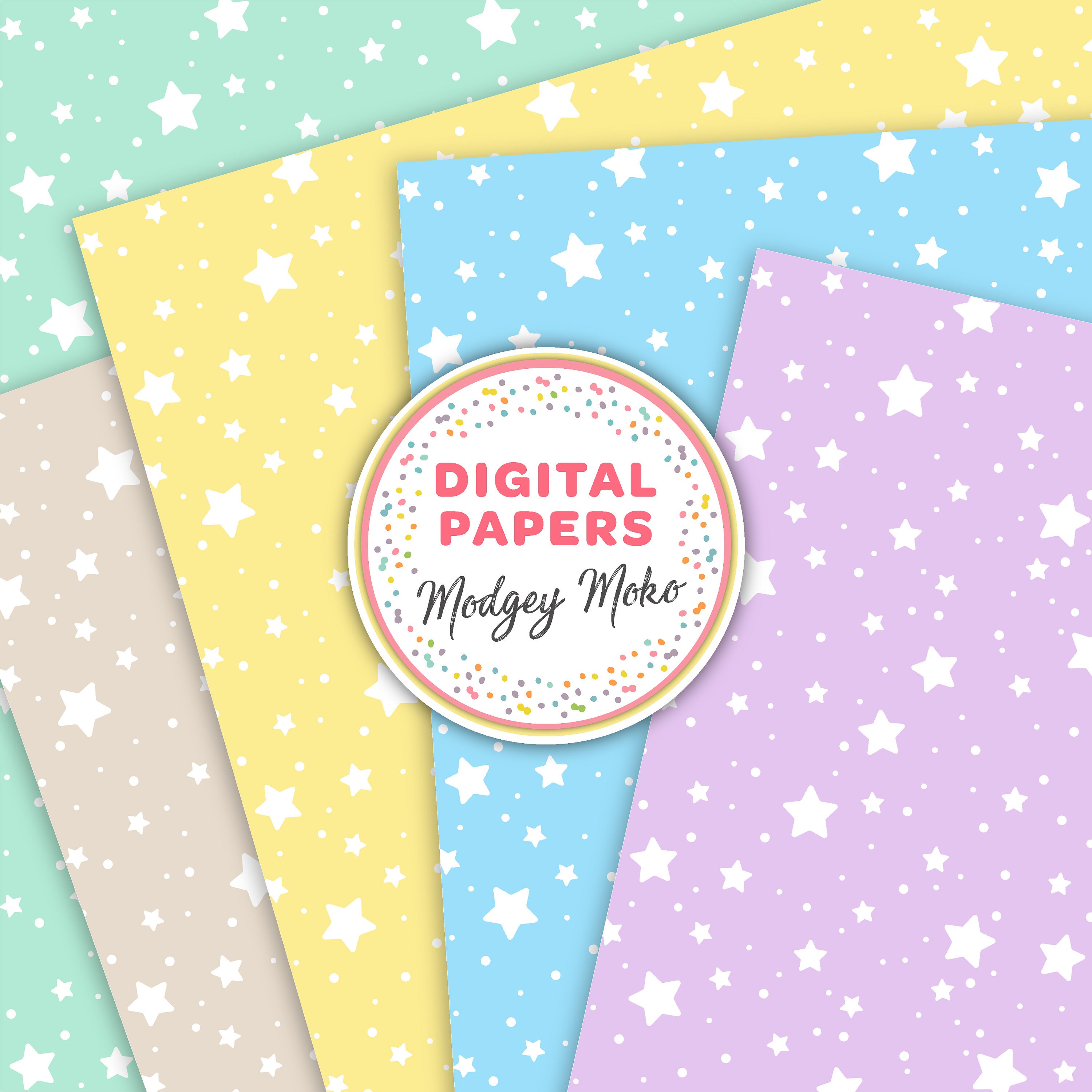 Pastel Star Digital Paper: Scrapbook Backgrounds (JPG, 300dpi) - Etsy