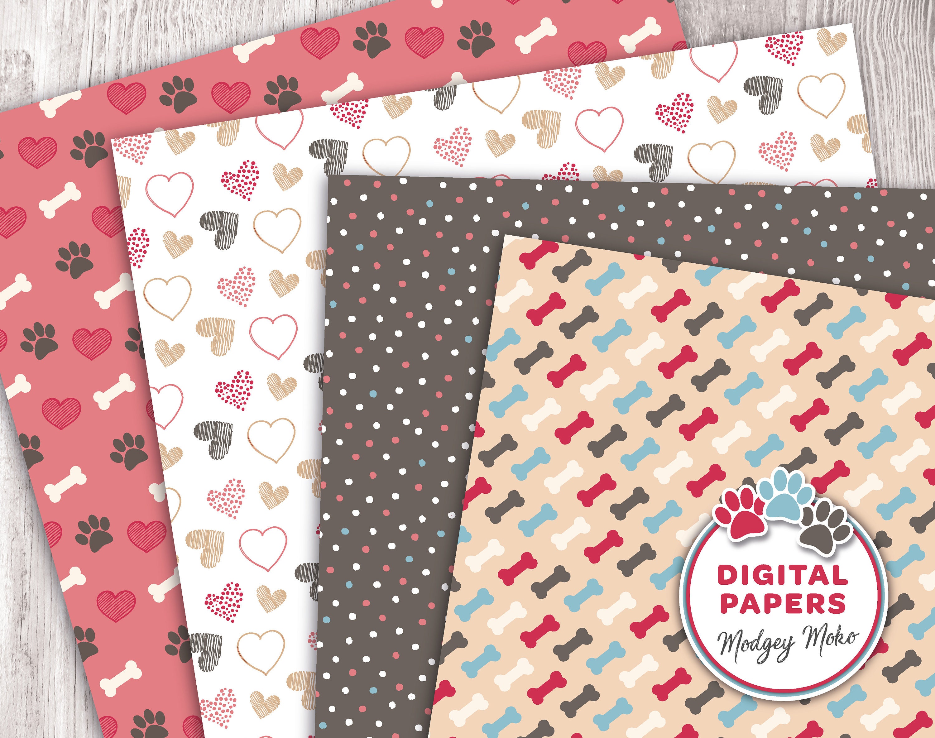 Puppy Dog Printable Papers Dog Digital Papers Cute Pug Dog - Etsy Canada