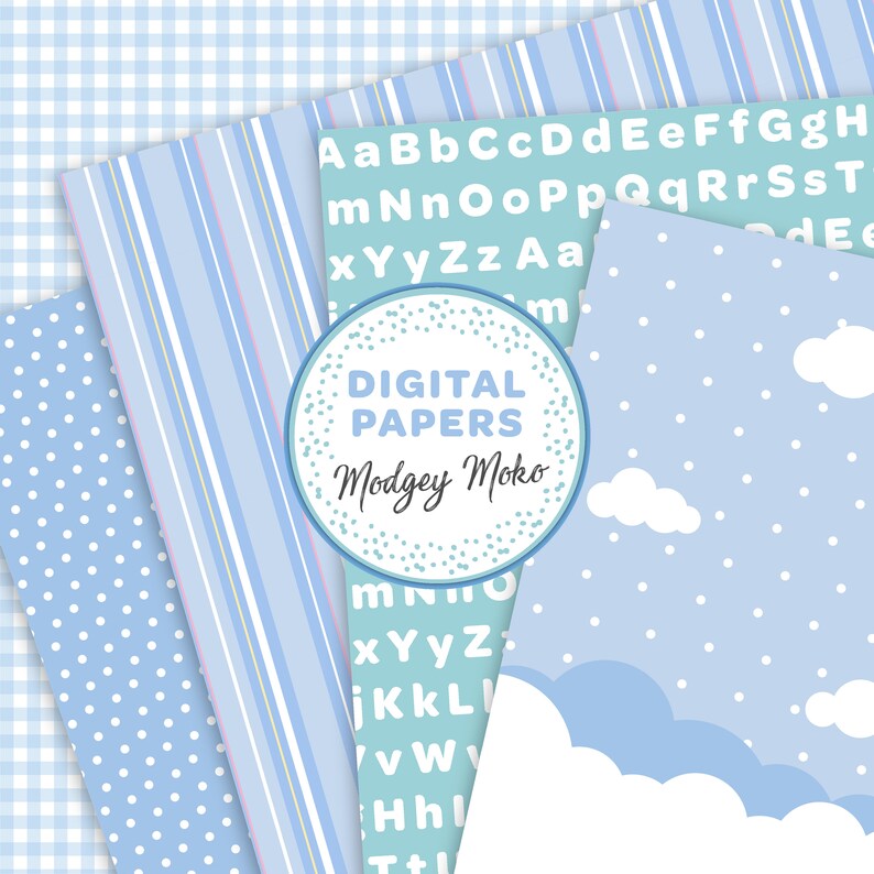 Blue Alphabet CLIPART PNG. Blue ABC Baby Patterns. - Etsy Canada